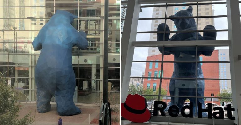 The Curious Story Behind The Giant Blue Bear Peering Into A Colorado ...