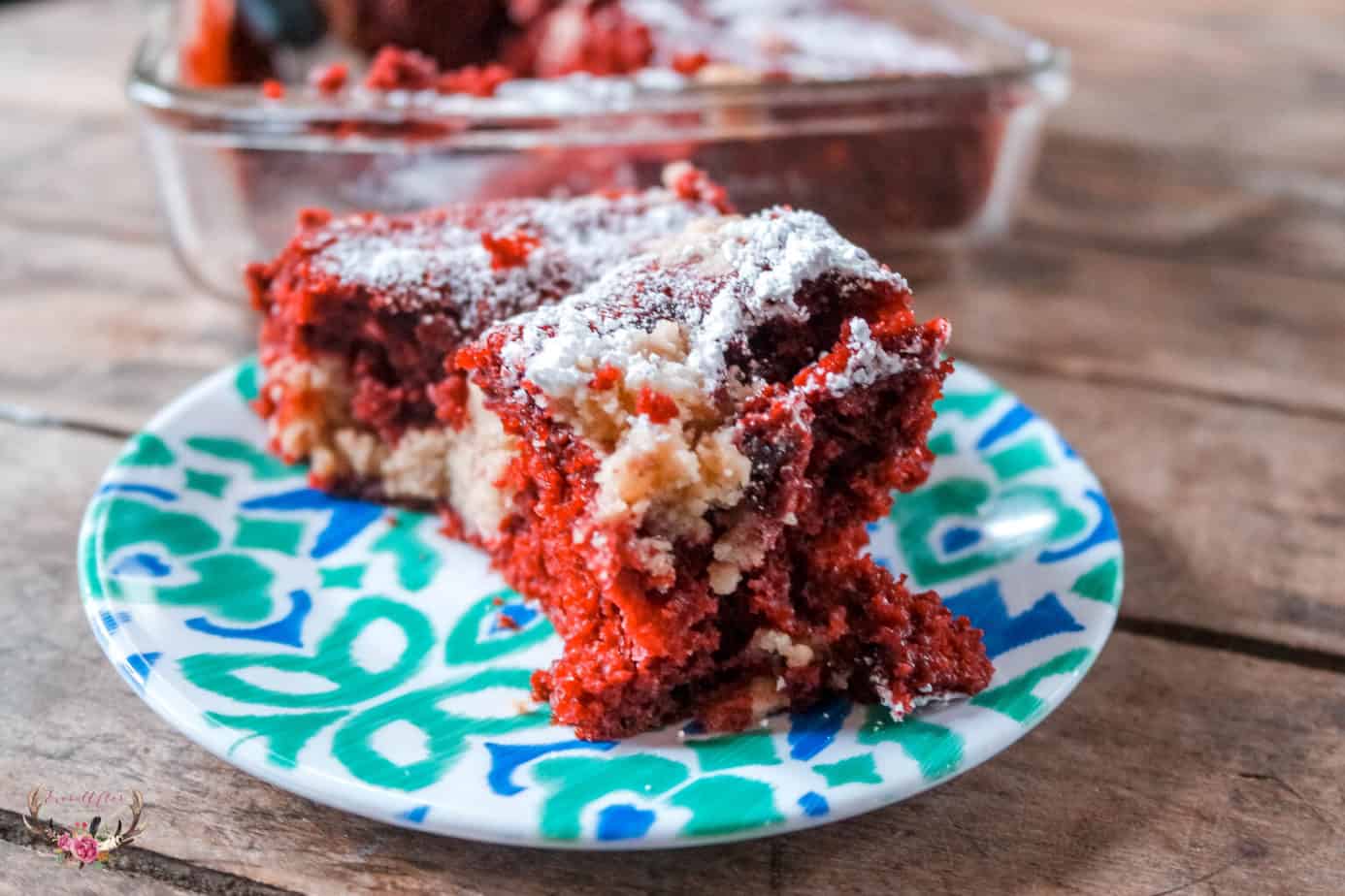 Easy Red Velvet Crumb Cake Recipe from a Cake Mix - Ever After in the Woods